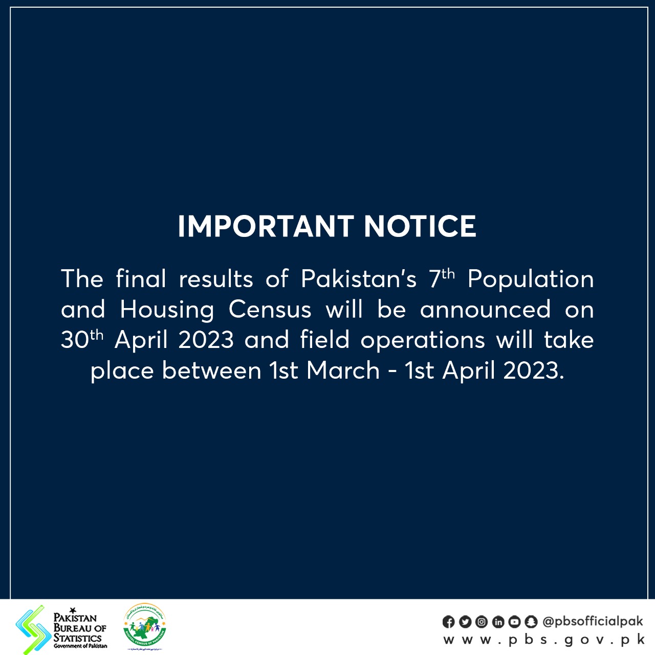 Pakistan Bureau of Statistics – Census Planning and Management Unit